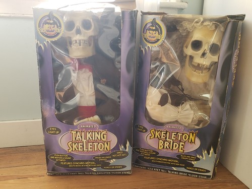 GEMMY 1998 Animated Sing Talk Skeleton Bride Groom Halloween Greeter | eBay