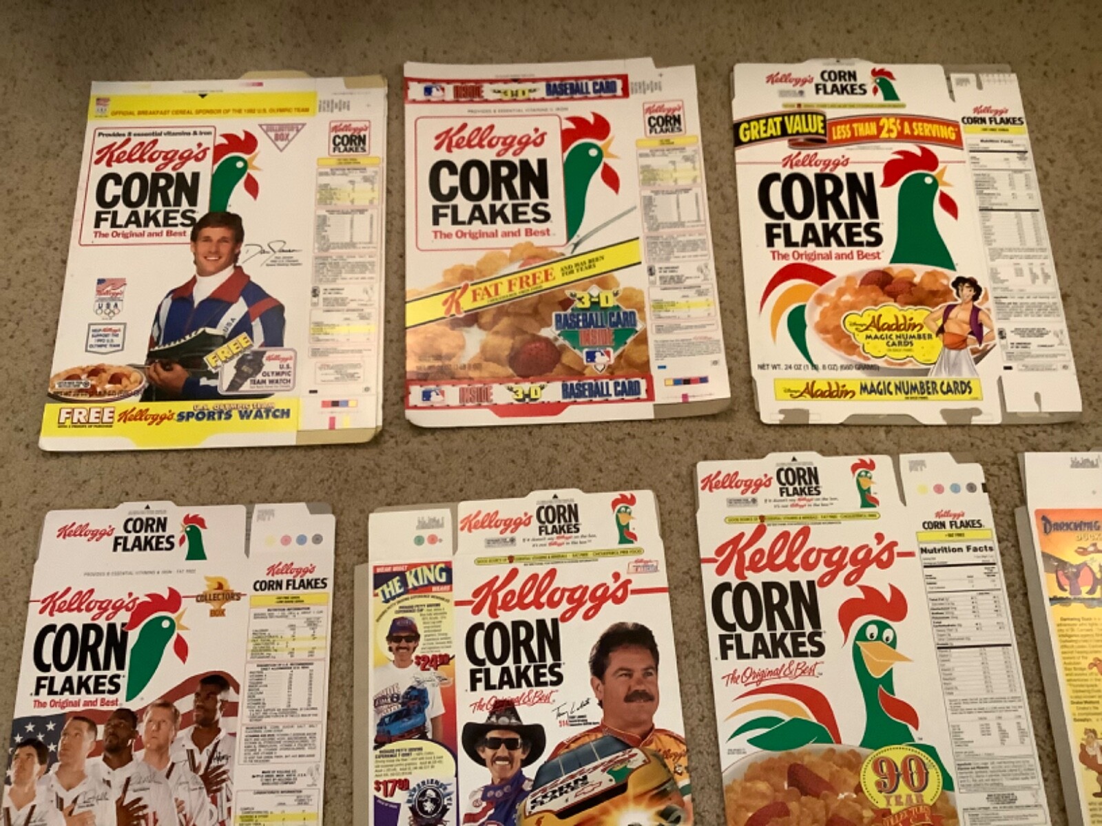 VTG 1990s Kellogg’s CORN FLAKES Cereal Box Flat U Pick: Disney Darkwing ...