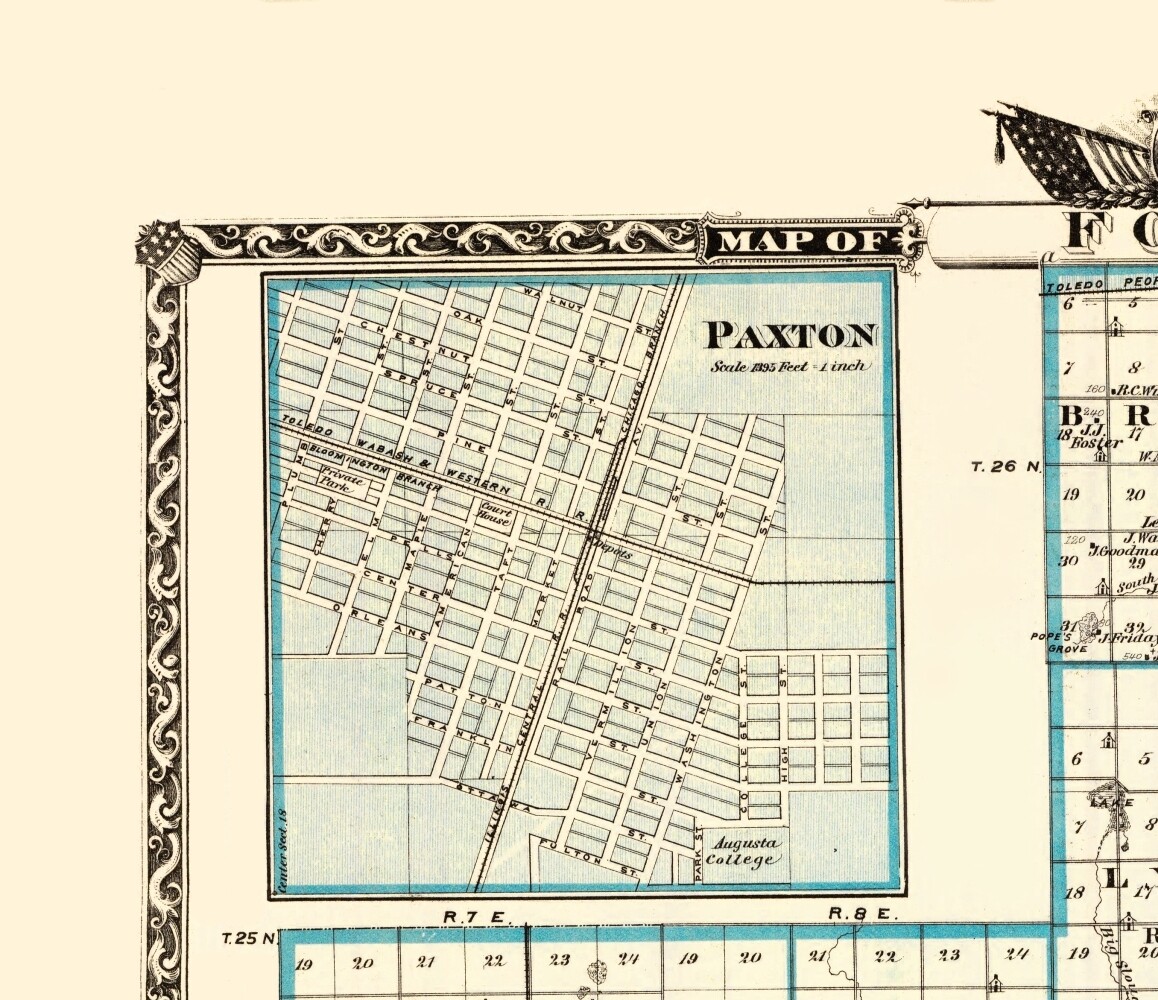 Historic County Map - Ford County Illinois - Warner 1870 - 23 x 26.64 ...