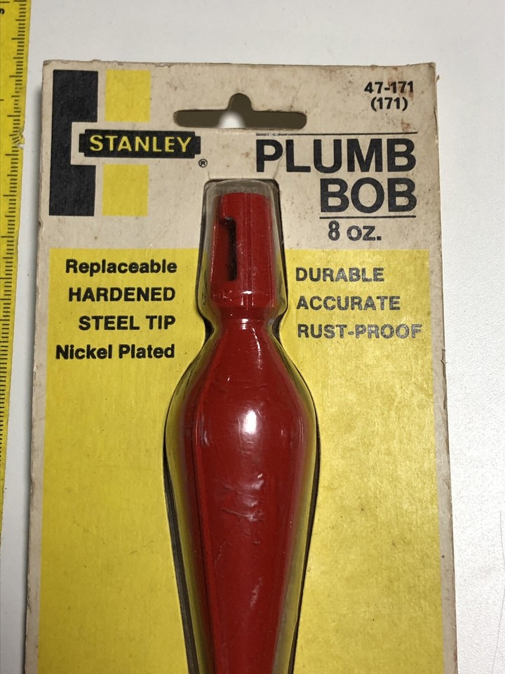 VTG Red Stanley Plumb Bob 8oz Rust Proof Nickel Plated NOS Carpenters ...