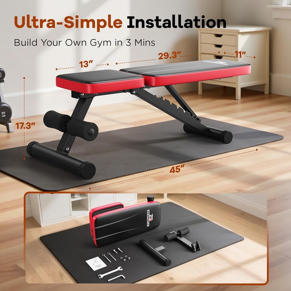 Basic Weight Bench for Home Gym,8 Backrests Adjustable Bench with ...