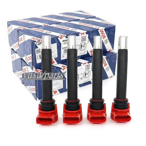 4x Ignition Coils BOSCH Genuine Red 0221604800 For Audi VW Porsche NEW ...