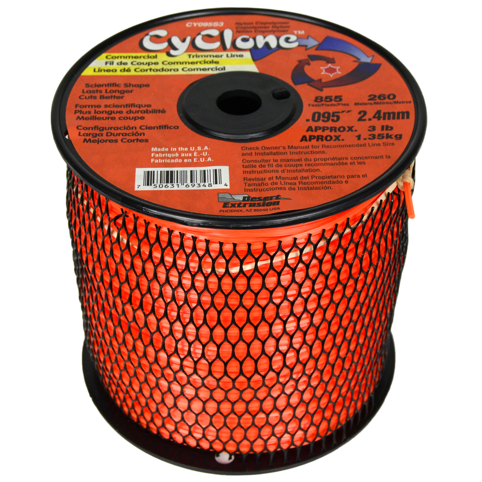 Cyclone CY095S3 .095" x 1710' Commercial Grass Weed String Trimmer Line ...