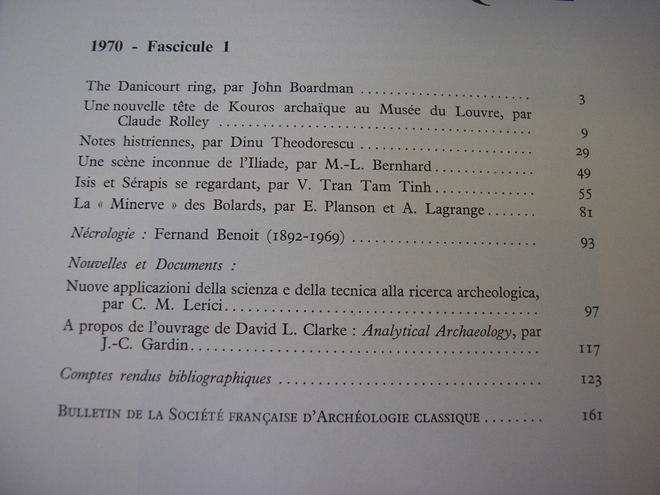 Archaeological Review 1970 No. 1 Iliad The Minerva Of Bolards Isis And ...
