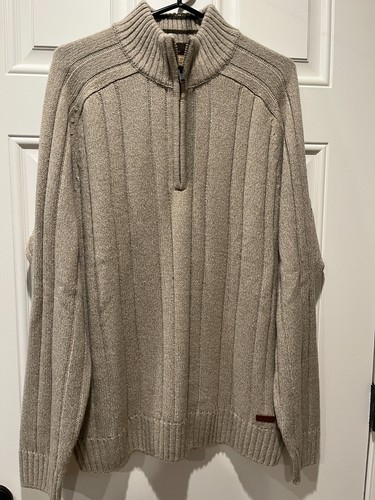 P.G. Field Cable Knit Men's XL Sweater Zipper Front Long Sleeve Tan | eBay