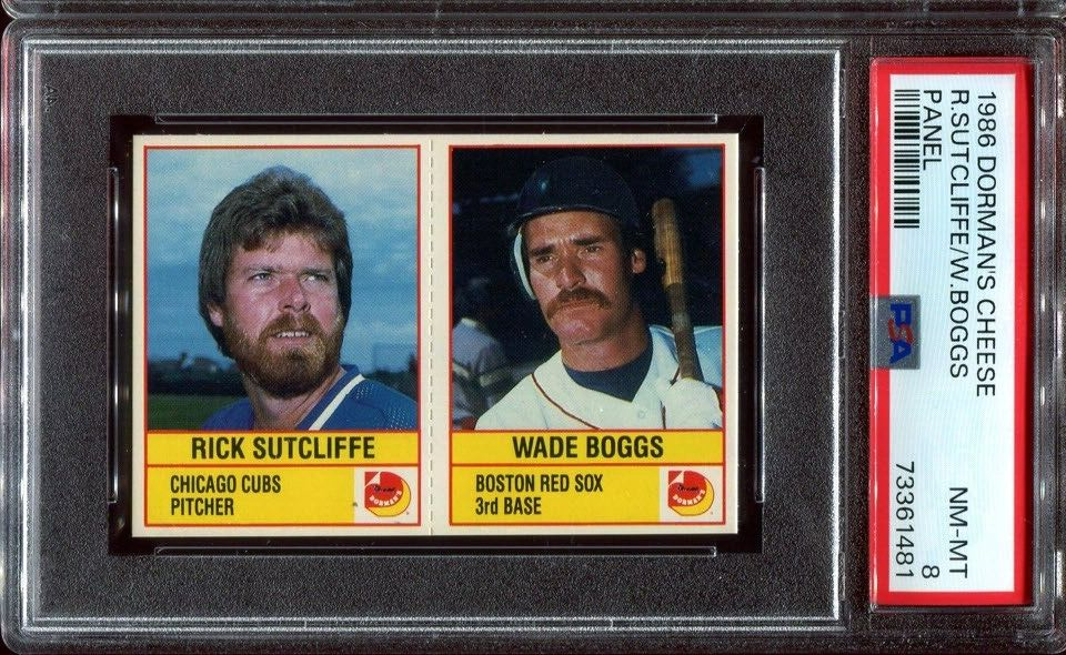 PSA 8 NM MINT 1986 DORMAN'S CHEESE WADE BOGGS / RICK SUTCLIFFE PANEL ...