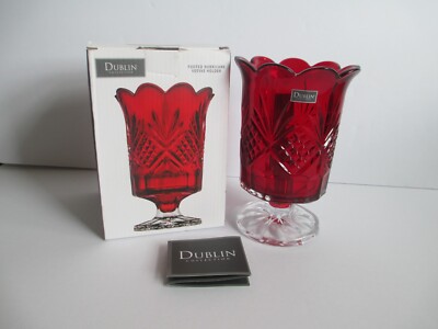 Shannon by Godinger Dublin Red Crystal Footed Hurricane Votive Candle ...