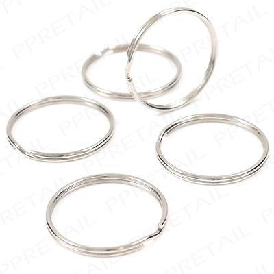 5 x KEYRING SILVER SPLIT RINGS 50mm Extra Large Round Steel Hoop Loop ...