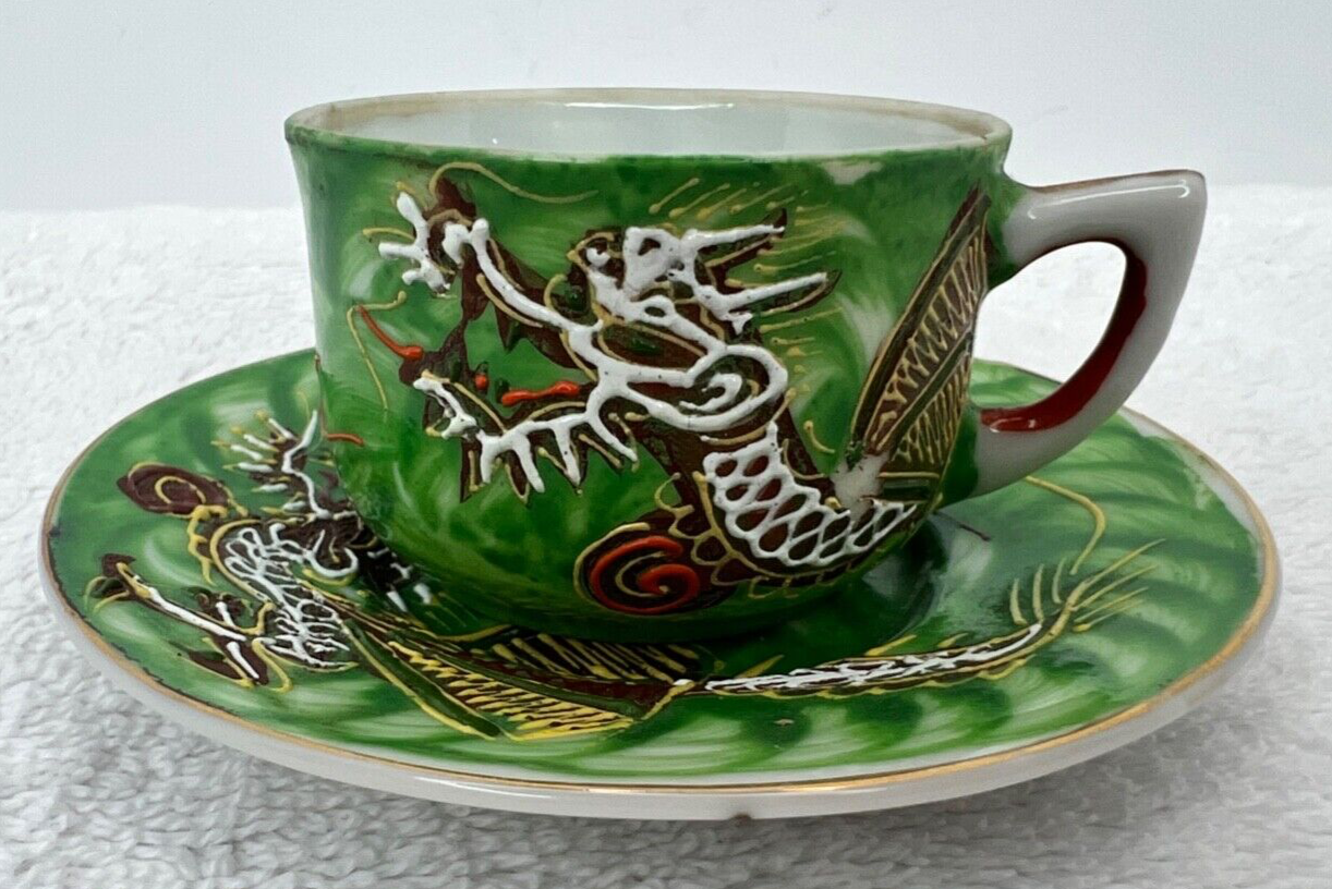 Vintage Betson Dragonware Green Tea Cup and Saucer - Hand Painted (As ...