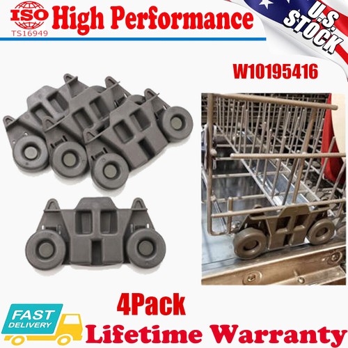 Pack of 4 W10195416 Dishwasher Wheels Lower Rack for Kitchenaid ...