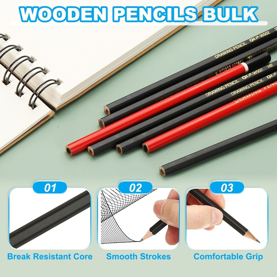 12Pcs 6B Drawing Pencils for Sketching, Black | eBay UK