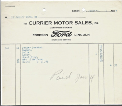 1924 Letterhead, Currier Motor Sales, Authorized Ford Lincoln Dealer ...