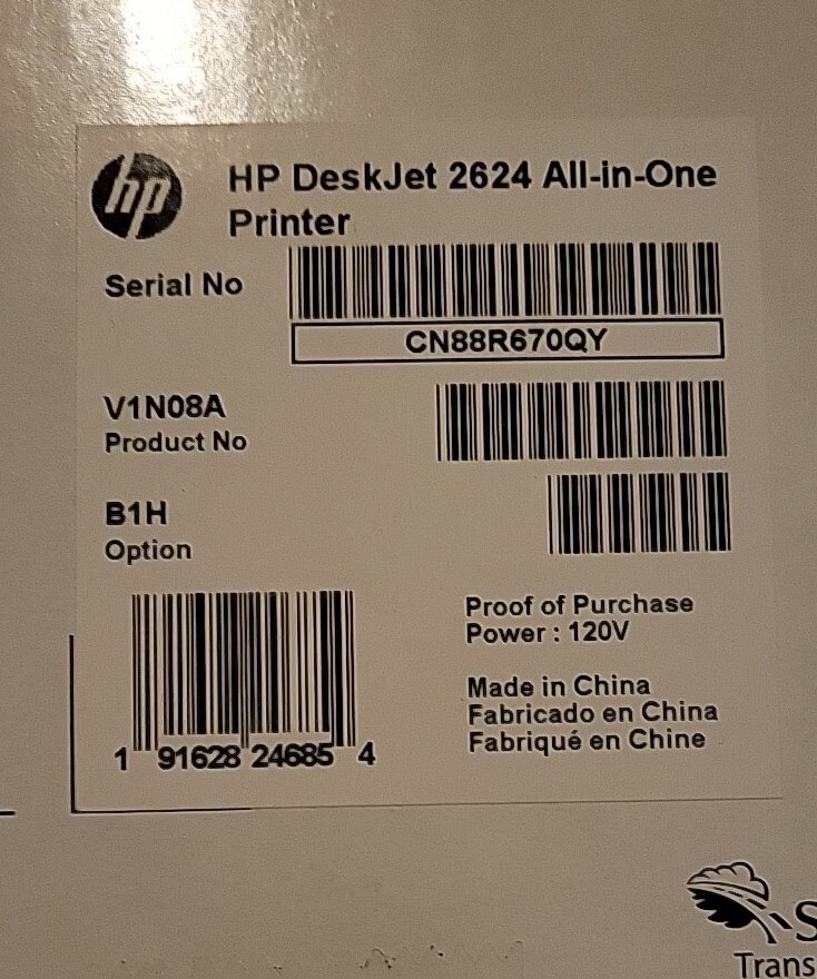 HP Deskjet 2624 All-In-One Wireless Printer Copy Scan Print Instant Ink ...
