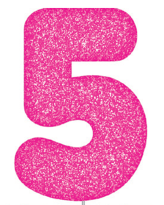 Pink Glitter Number 5 Candles Cake Topper Girl's Birthday Party Cake ...