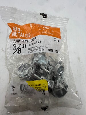 (4 Pack of 5) Halex 20511 3/8" Non-Metallic Clamp Connectors 1/2 ...