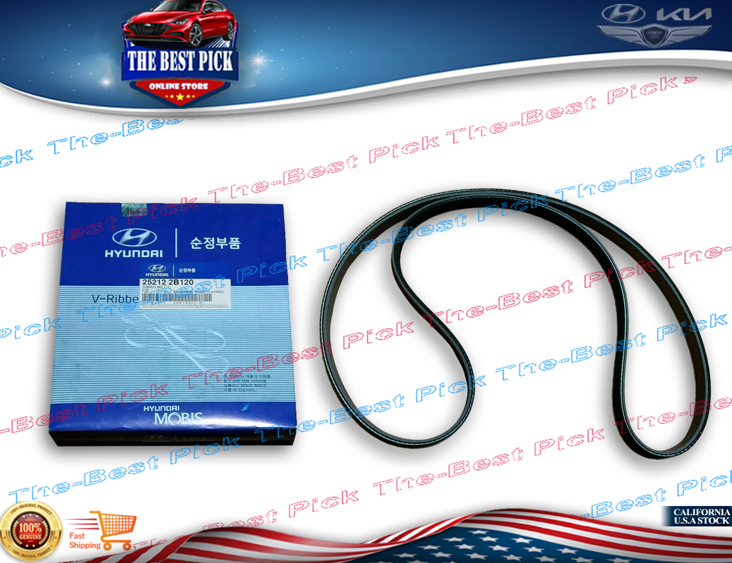 ⭐GENUINE⭐ Fan Drive V Belt Hyundai & Kia ELANTRA SOUL VELOSTER ...