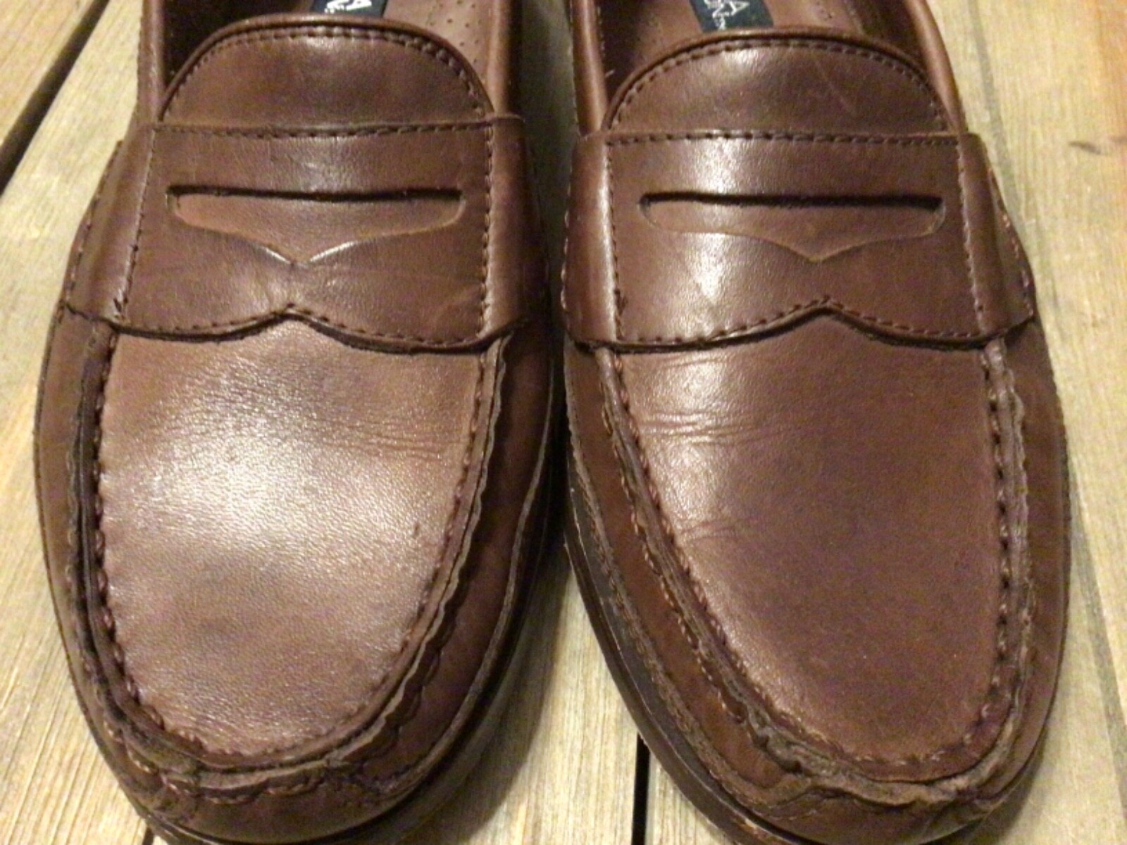 GENERRA COLLECTION Brown Leather Loafers Slip Ons Men… - Gem