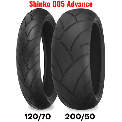 New Shinko 005 Advance Motorcycle Tire Set Front Rear 120 + 200/50 ...