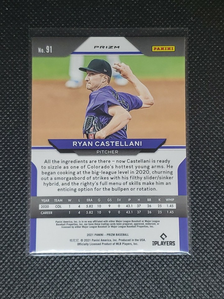 2021 Panini Prizm Baseball RYAN CASTELLANI RC #91 RED/WHITE/BLUE PRIZM ...