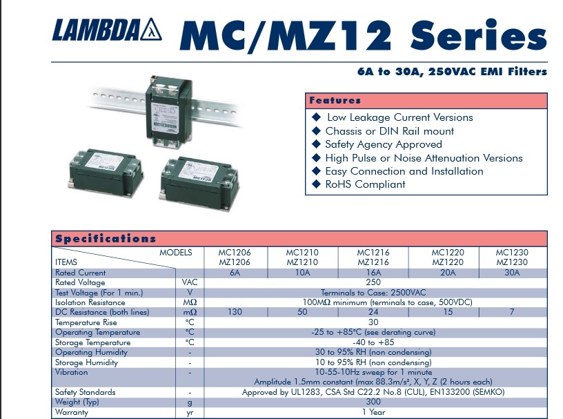 TDK LAMBDA MC1206DIN 250V NOISE FILTER NEW IN BOX | eBay