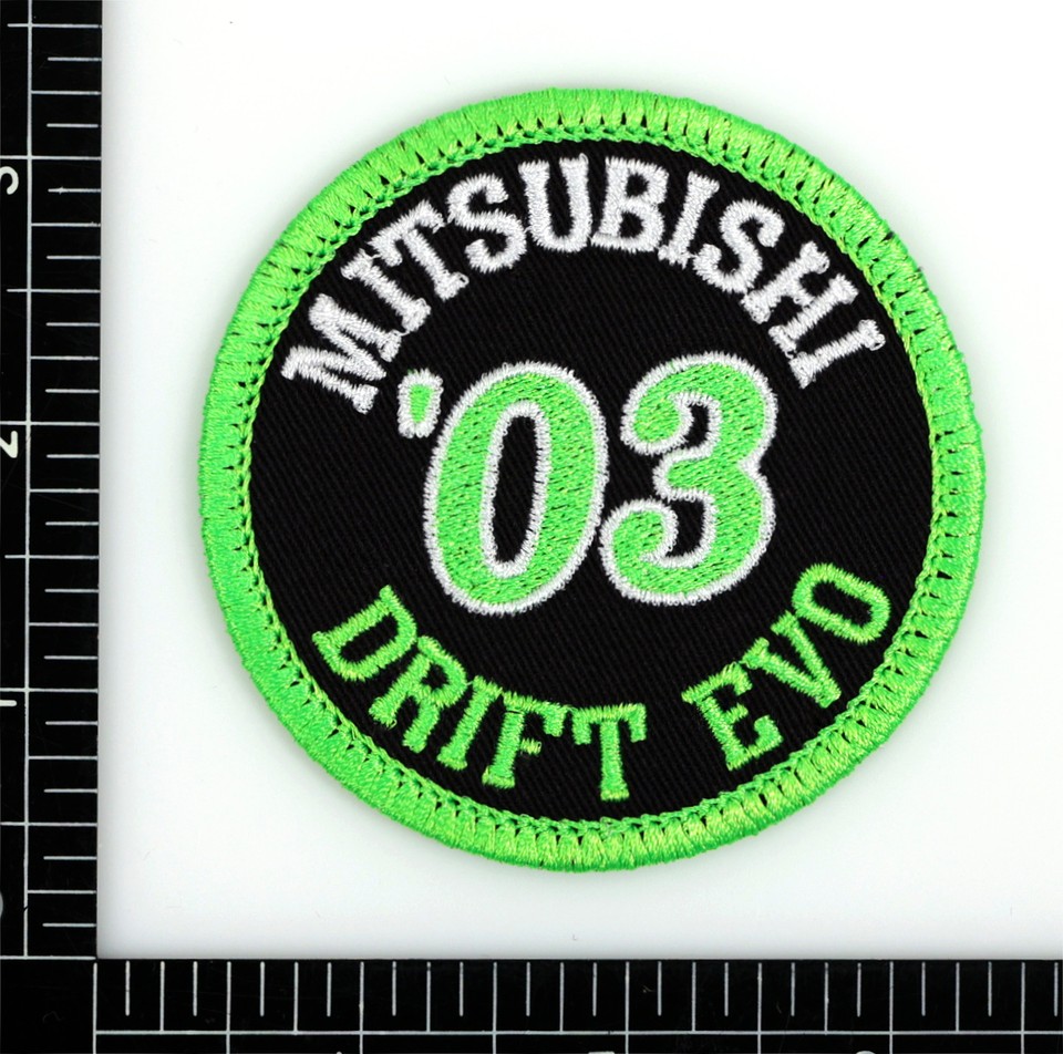 2003 Mitsubishi Drift EVO Embroidered Patch Black/Neon Green Iron-On ...