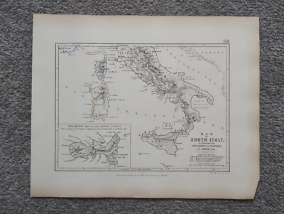 1850 Antique Map of South Italy to show Invasion of Naples in 1806 | eBay