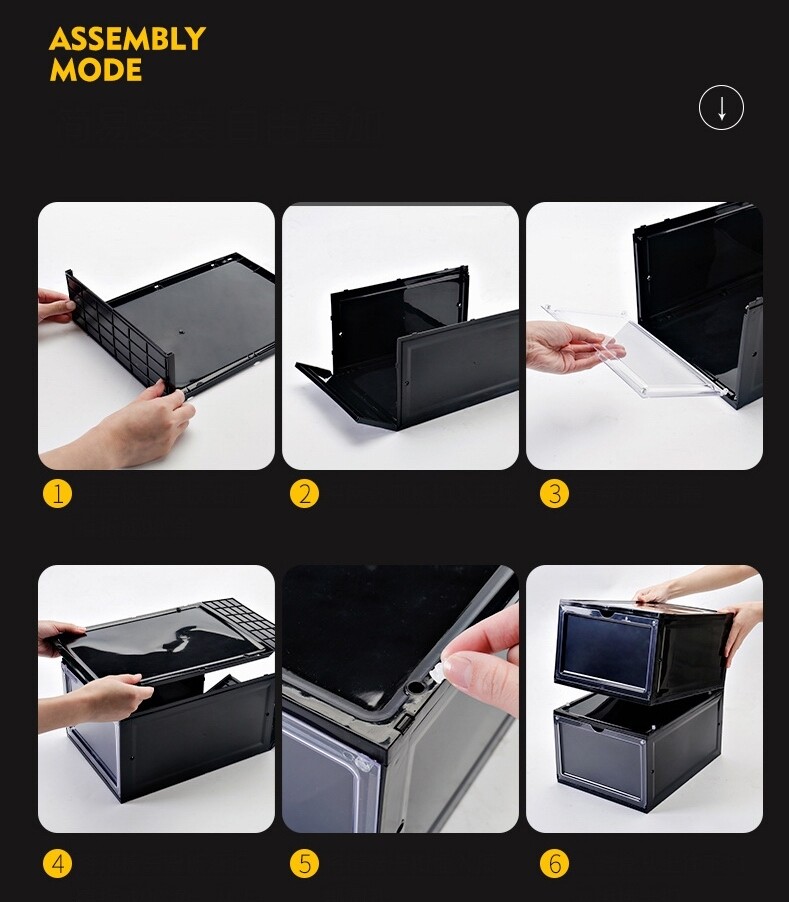 6-12x Clear Shoe Boxes Hard Plastic Magnetic Sneaker Storage Organizer ...