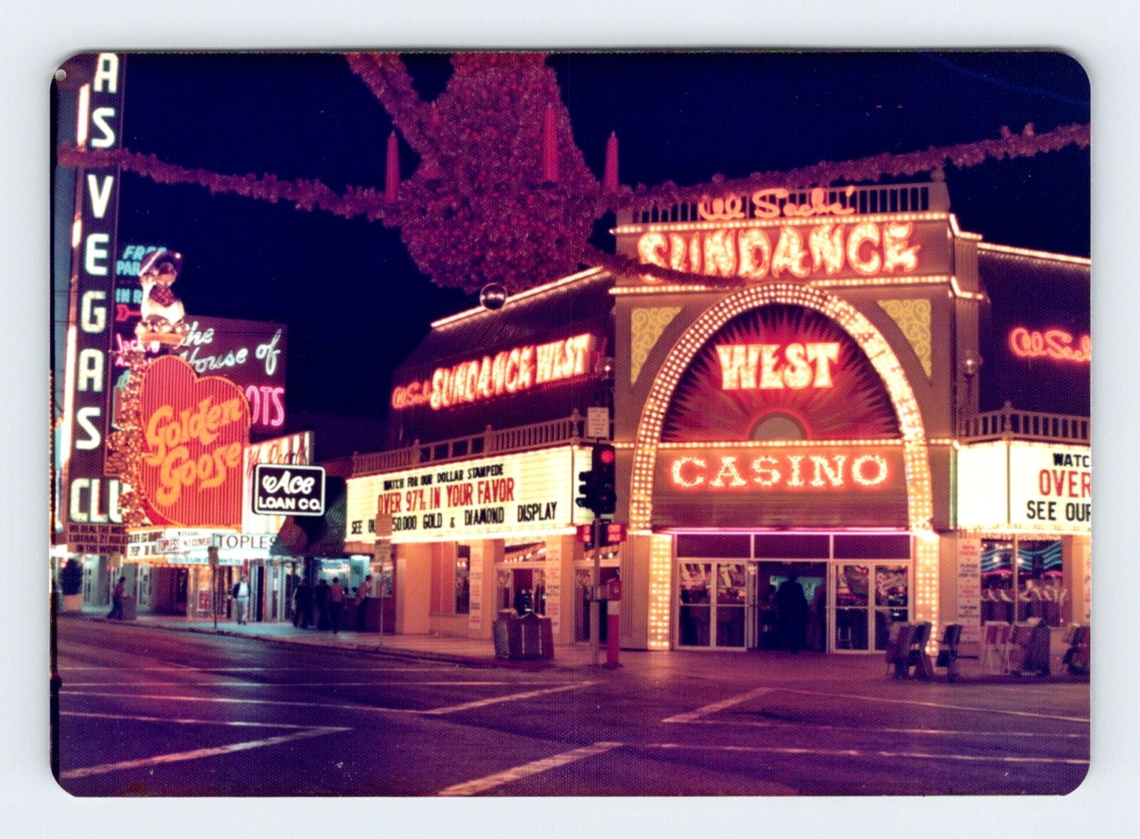 Vtg Photo Golden Goose Sundance West Casino Sign Las Vegas At Night ...