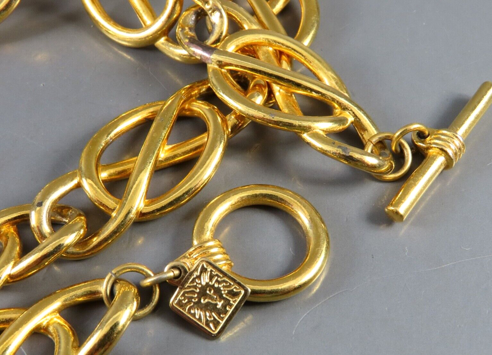Vintage ANNE KLEIN AK Wide Chain Necklace LOVE KNOT PRETZEL LINKS Gold ...