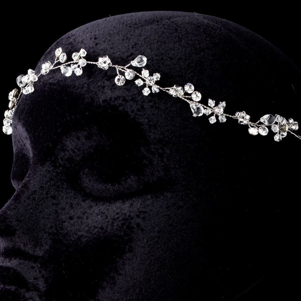 Rhodium Rhinestone Crystal Forehead Jewelry Bohemian Bridal Wedding ...