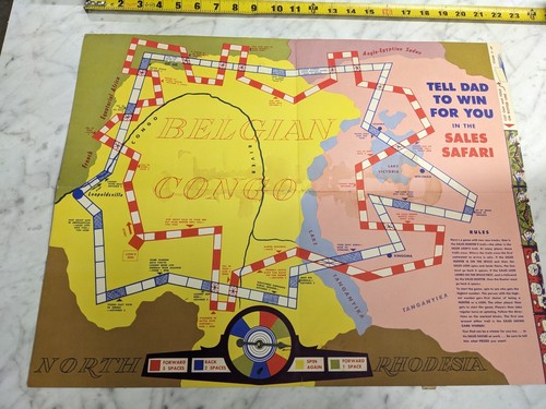 Antique Kids Hunter & The Lion Sales Safari Board Game Belgian Congo ...