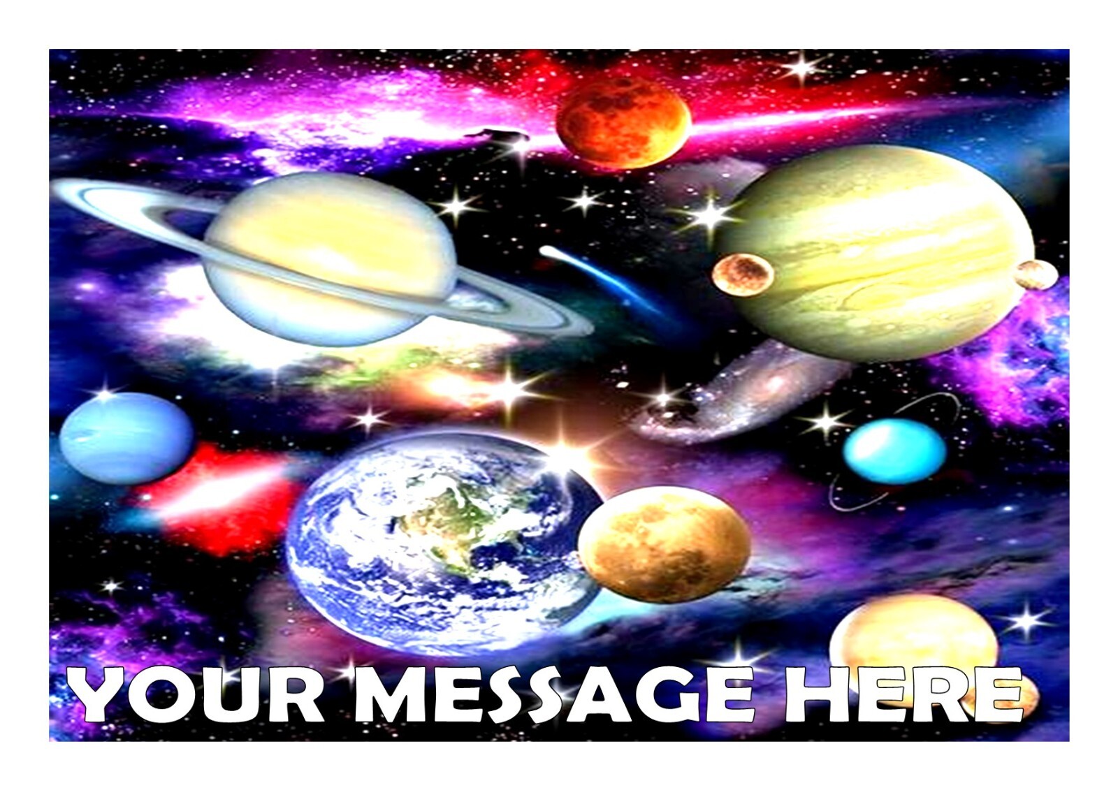 PLANETS / SPACE A4 PERSONALISED CAKE TOPPER EDIBLE ICING SHEET | eBay UK