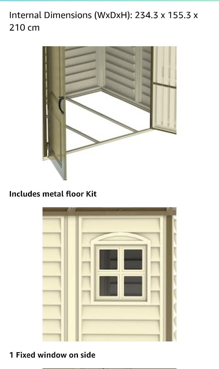 Duramax StoreAll 8' x 6' Plastic Garden Shed + Foundation Kit + Fixed ...