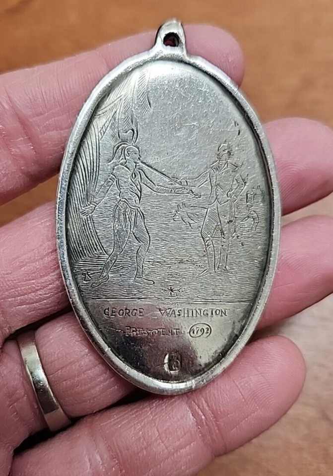George Washington 1792 Indian Trade Silver Peace Medal #20 stamped on ...