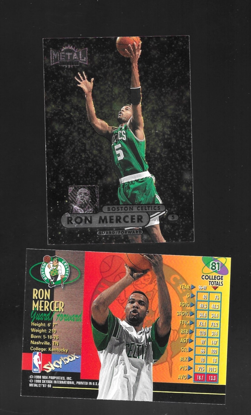 RON MERCER 1997-98 Metal Universe Championship ROOKIE #81 - CELTICS | eBay