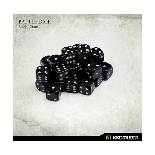 Kromlech Battle Dice d6 Black w/White - Mini Battle Dice (25) New | eBay