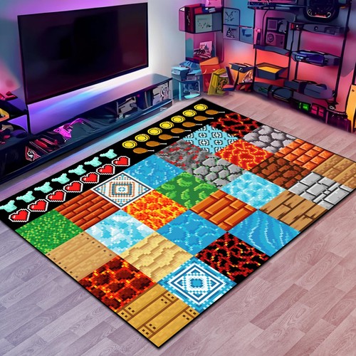 Game Rug Teen Boys Carpet with Pixel Games Element Decoration Mat, 8 ...