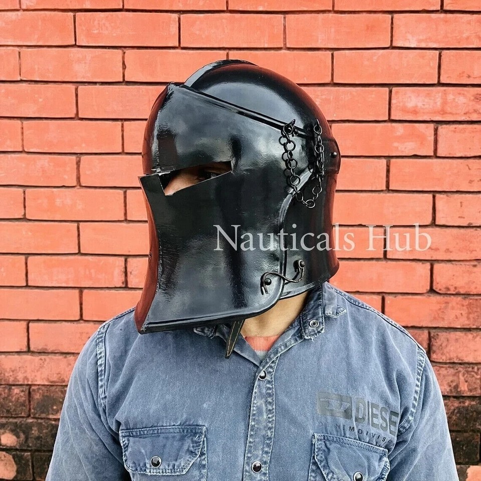 Medieval Armor Helmet Handmade Barbuta Black Armor Helmet | eBay