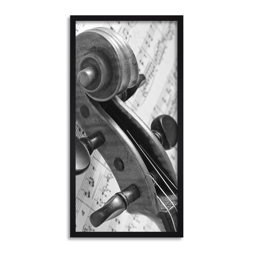Violin Scroll String Instrument Sheet Music Long Panel Framed Art Print ...