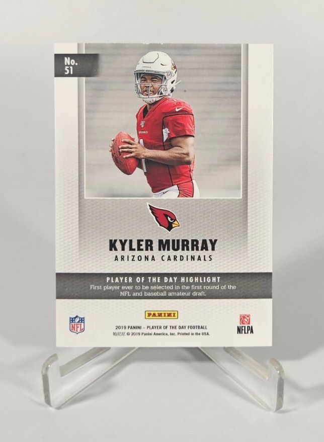 2019 Panini Player of the Day Rookies Foil Kyler Murray #51 Rookie RC ...