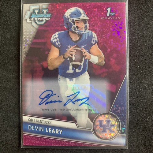 2023 Bowman Chrome University Devin Leary 1st Fuchsia Mini-Diamond Auto ...