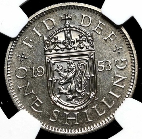 NGC PF65 G BRITAIN 1953 Elizabeth II Coronation PROOF 1S Shilling ...