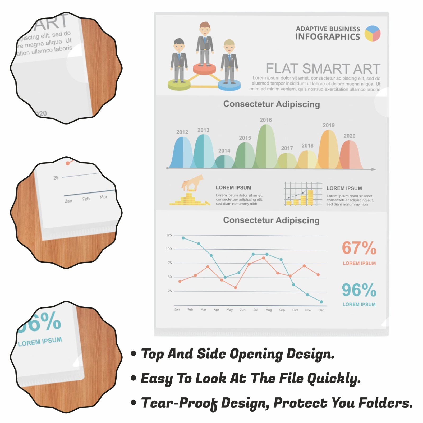 [Pack of 50] A4 Strong Open Top & Side Covers File 12mm Wallets Clear ...