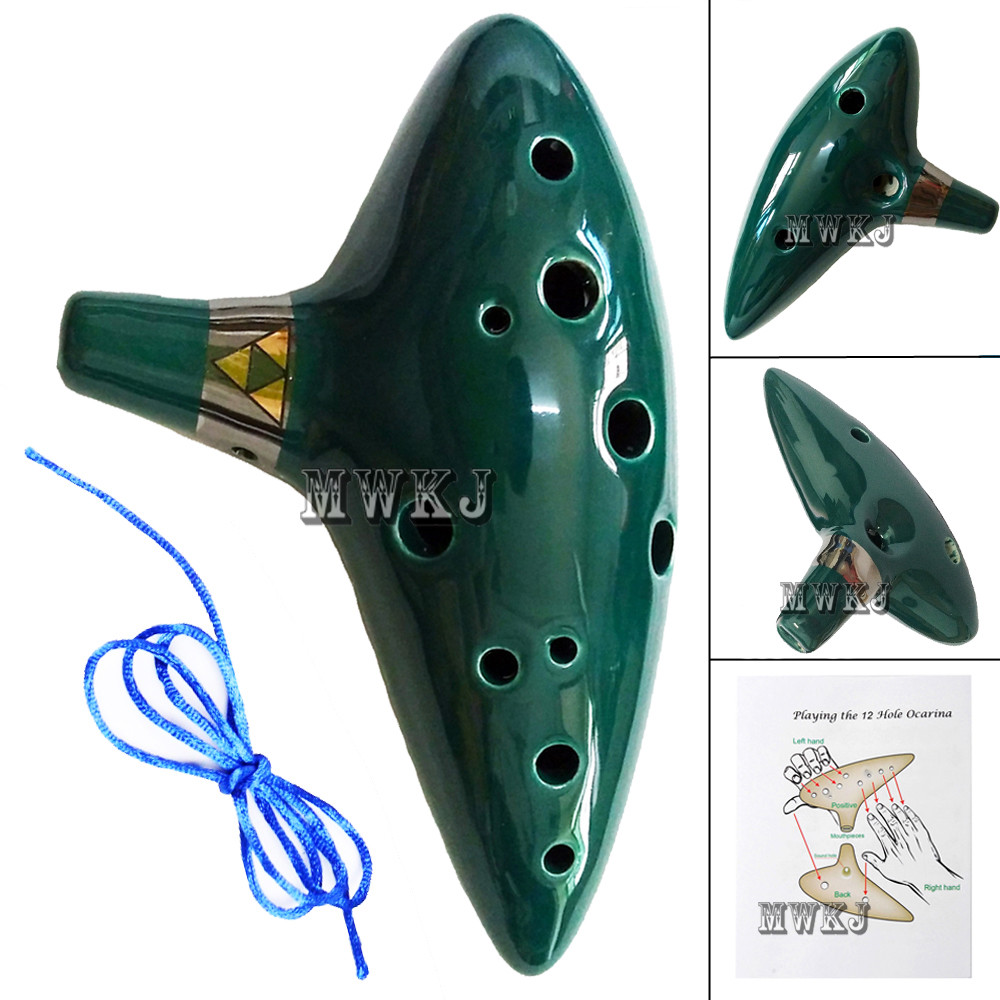12 Hole Legend of Zelda Ocarina of Time Alto C Flute Ceramic Instrument ...