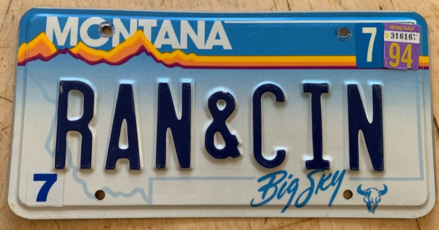 MONTANA VANITY LICENSE PLATE " RAN & CIN " MT RANDY AND CINDY | eBay