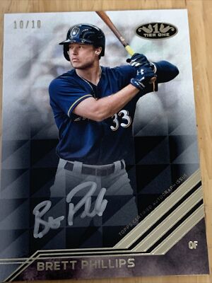 Brett Phillips 2018 Tier One 10/10 Signed Autograph Milwaukee Brewers ...