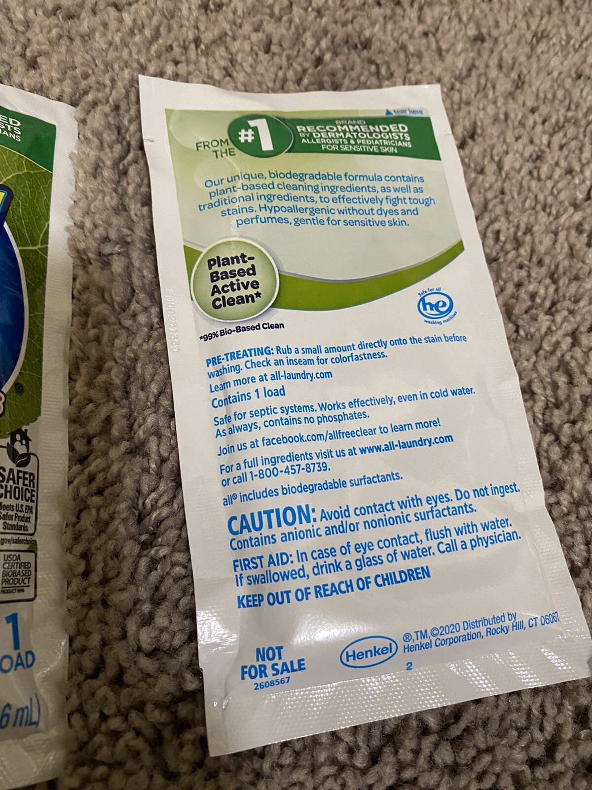NEW 2 Set Of all free and clear laundry detergent Samples | eBay