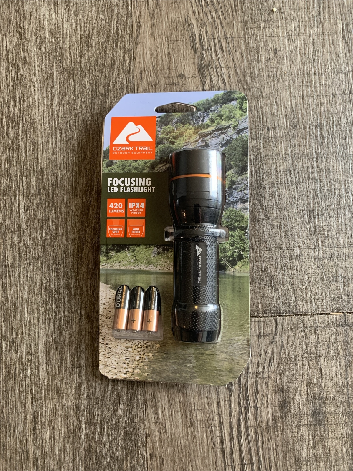 Ozark Trail LED Flashlight 18 To 200 Lumens Focusing Spot Wide Flood ...