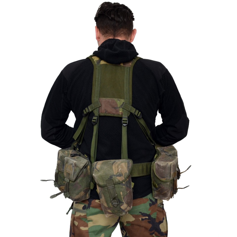 British Army CHEST RIG DPM Tactical Airborne Webbing Set Woodland PLCE ...