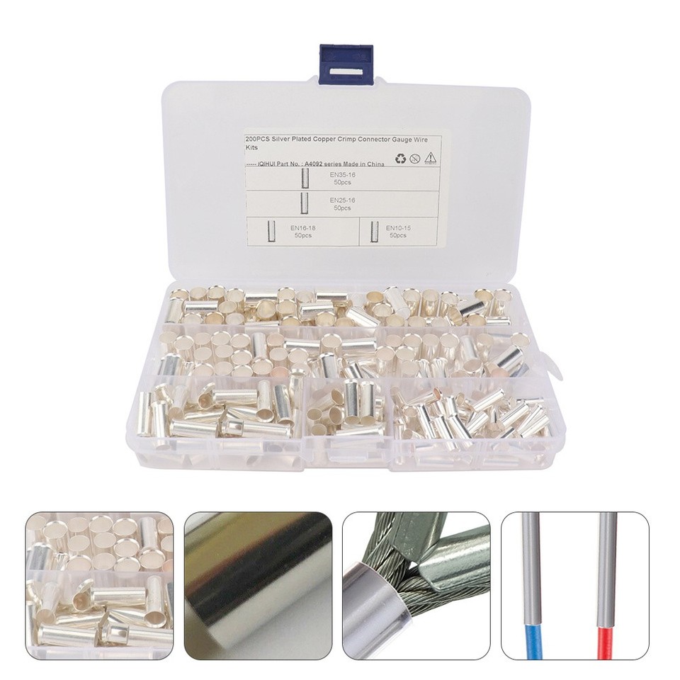 200 Pcs Wire Copper Crimp Fitting Ferrules Wire Ferrules Pin Gauge Wire ...
